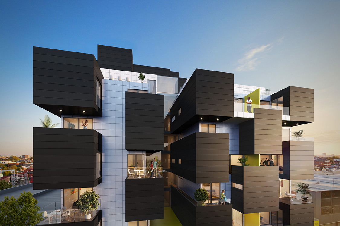 KUD Architects designed a multi-residential building with extended bold ...