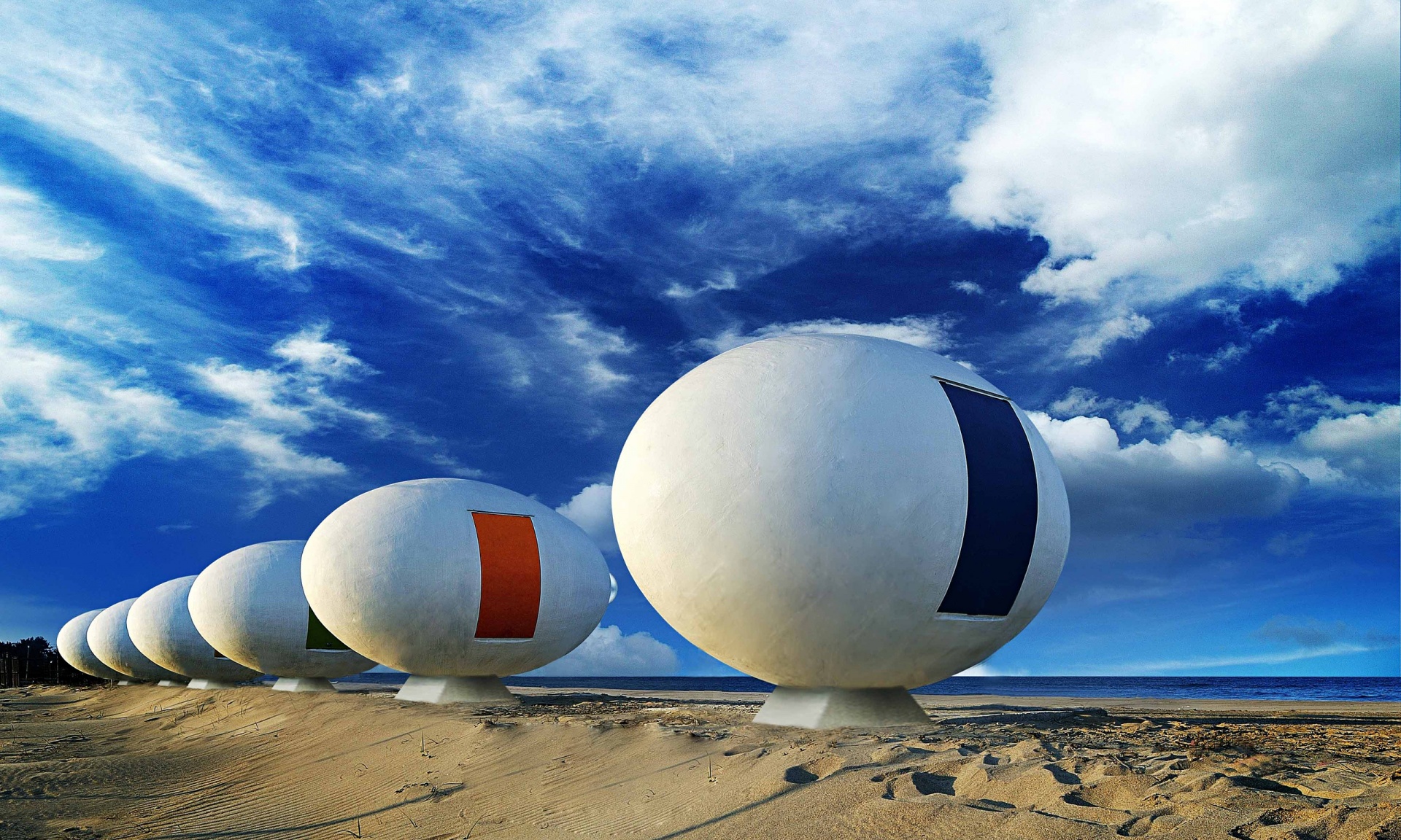 World view: Beach pods in Gangwon-do province of South Korea
