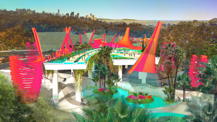 Chris Reed reimagines stretch of Los Angeles freeway as vibrant, eco ...