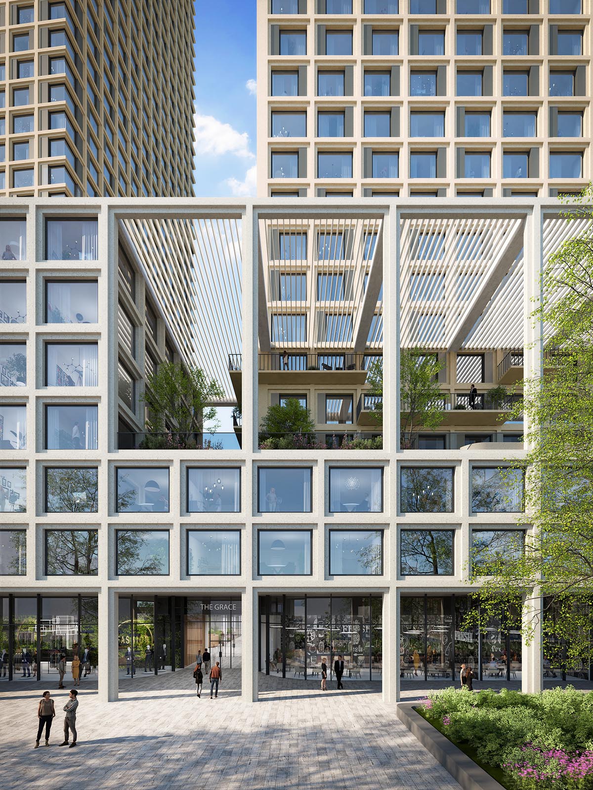 Mecanoo unveils design for two gridal residential towers in the Hague