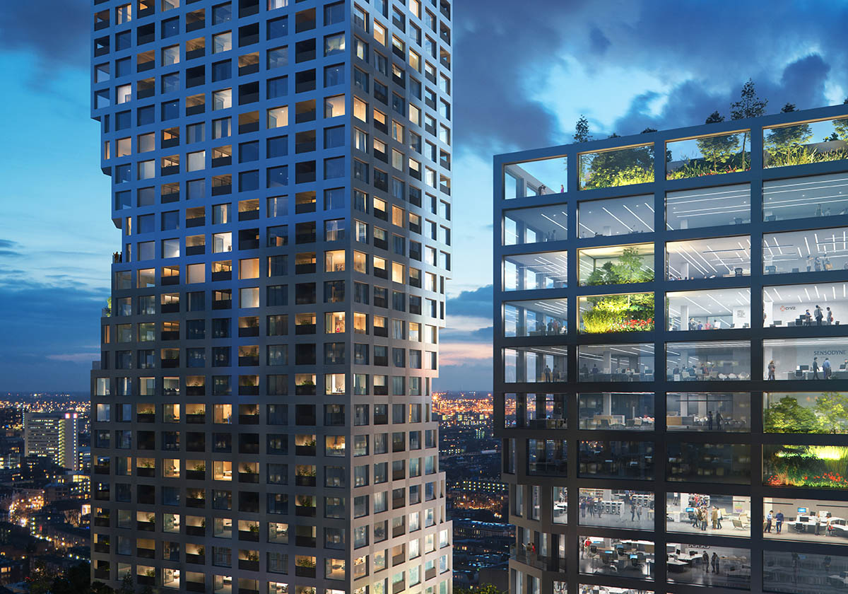 MVRDV releases plans for gridded mixed-use tower complex in Rotterdam ...