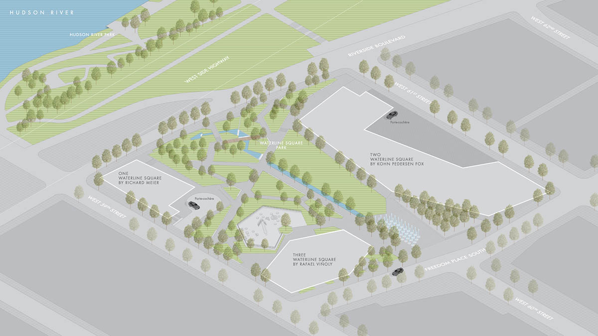 Waterline Square development by Rafael Viñoly, Richard Meier and KPF ...