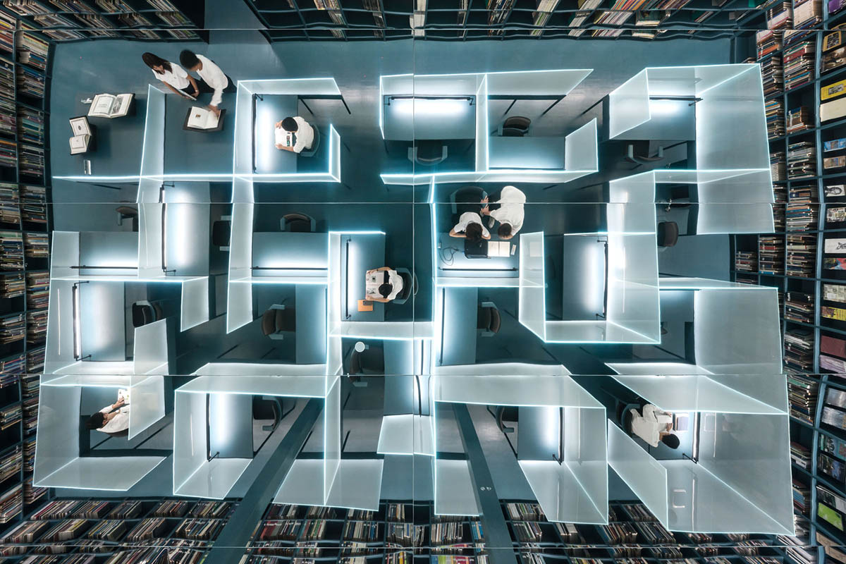 A library reinterprets library typology with ice cube-like reading ...