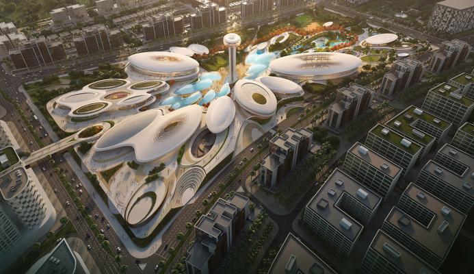 First phase of ZHA's droplet shaped leisure and entertainment complex ...