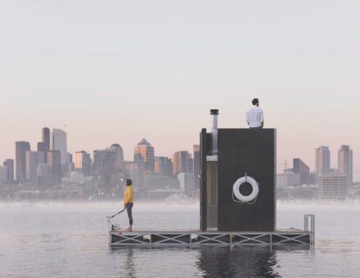 goCstudio designed floating mobile sauna overlooking at Seattle’s lakes