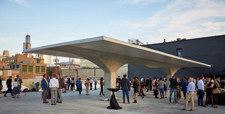SOM's curvy slabbed concrete pavilion reduces carbon footprint for high ...