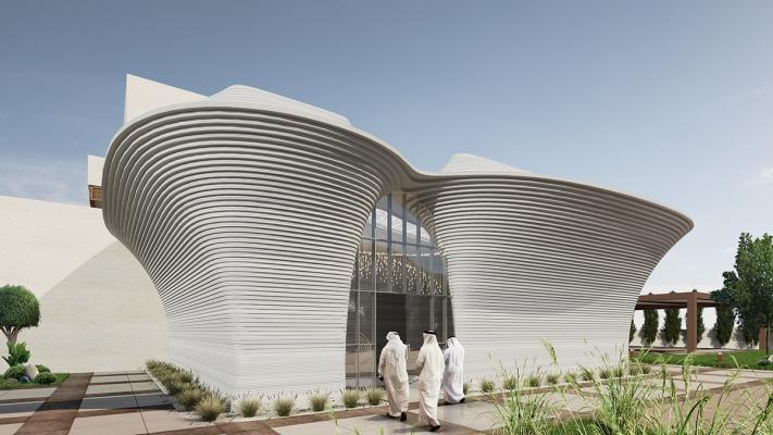 MEAN* designs modular 3D-printed Majlis House with smooth concrete ...