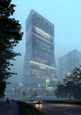 Mecanoo's new mixed-use tower wrapped by triangulated grid facade in ...