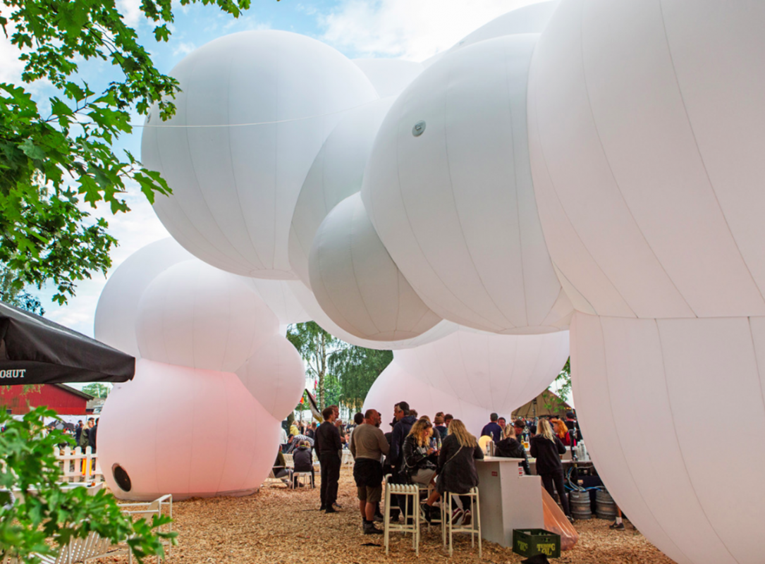 BIG installs a bubble-like cloud pavilion for three Danish Institutions